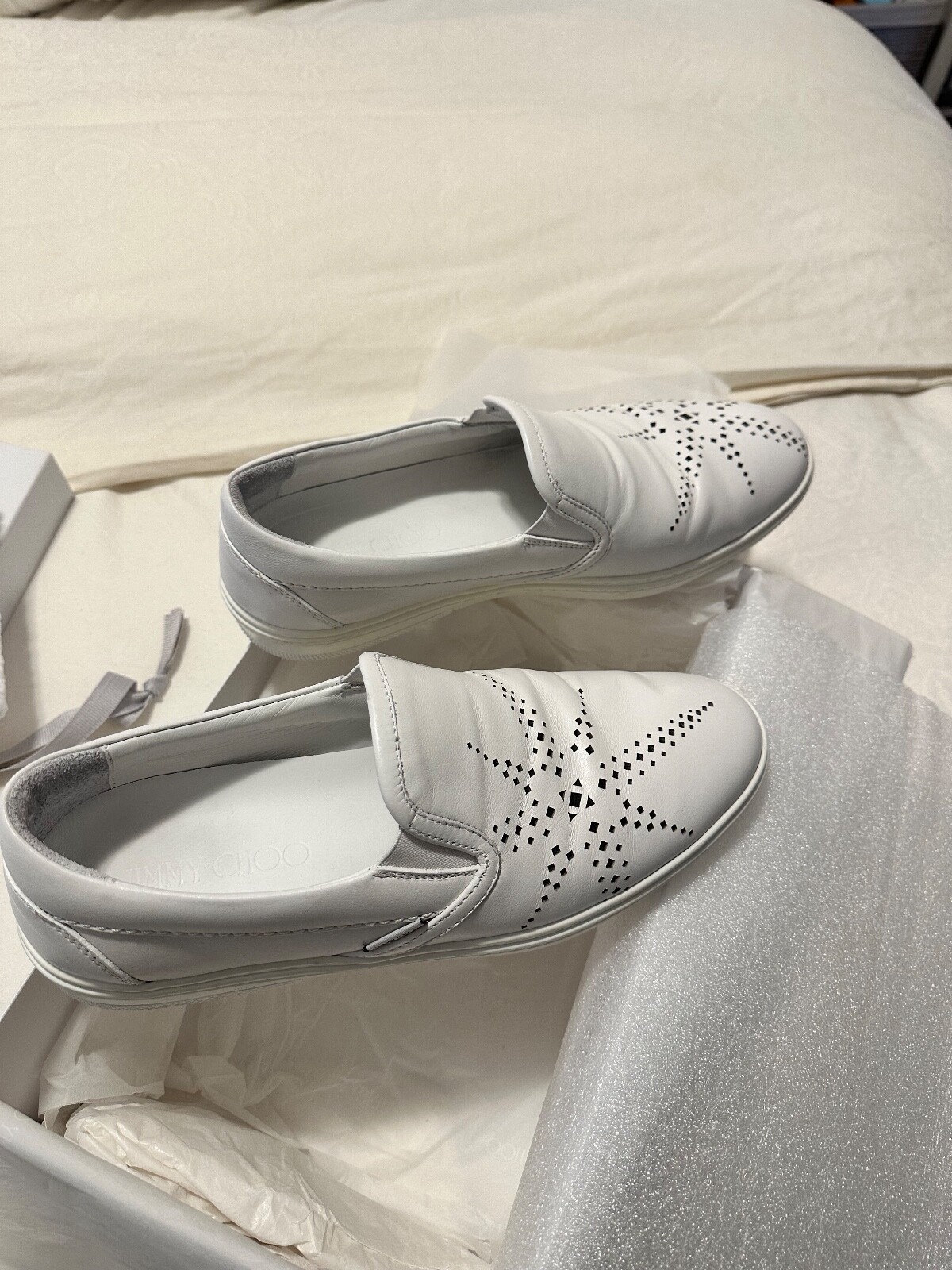 Jimmy Choo Grove Men's Slip-On White Leather Shoes Si… - Gem