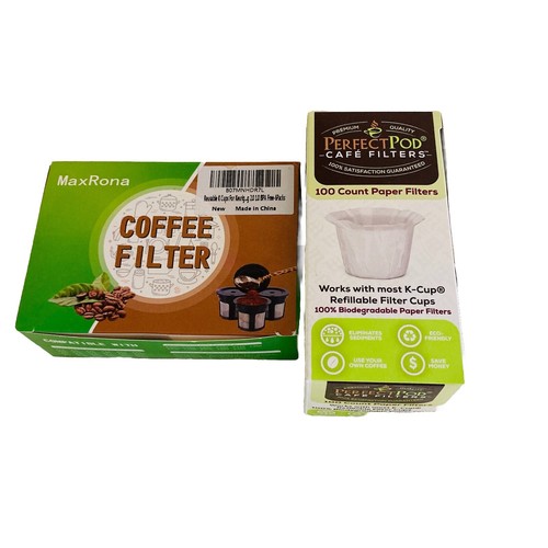 K-Cup Filters 6 Reusable Pods PLUS 100 paper filters Keurig Coffee ...
