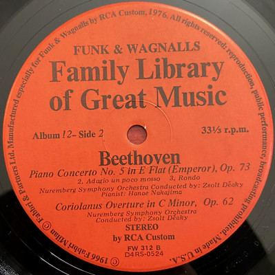 Beethoven Record Album Funk & Wagnalls Family Library Of Great Music 12 ...