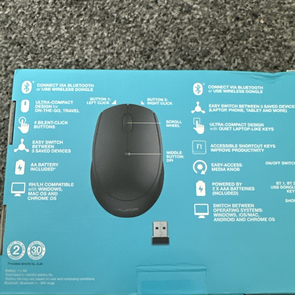 JLab Go Bundle Bluetooth & Wireless Keyboard and Mouse Set - Multi ...