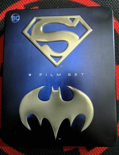 Batman Superman 9 film set metal tin RARE DC movie Blu-ray Reeves ...