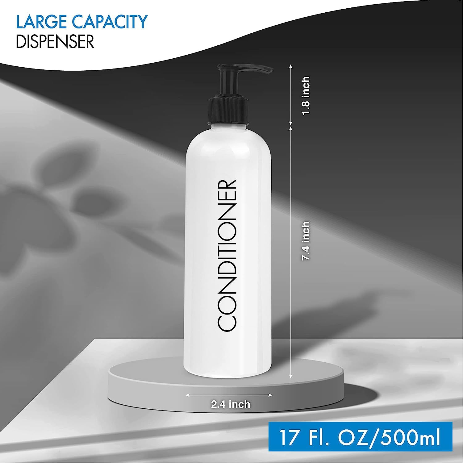 Empty Shampoo and Conditioner Dispenser (Pack of 3, 17 Oz) - Screen ...