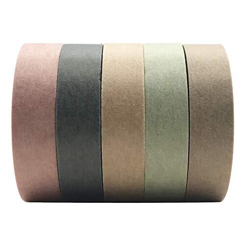 Solid Color Washi Tapes Set, 5 Rolls Basic Collection Decoration 10mm ...