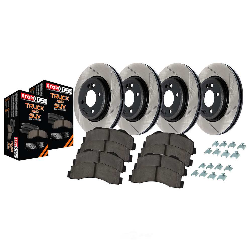 Disc Brake Kit-Truck Kit - Slotted - Front and Rear Disc Brake Pad and ...