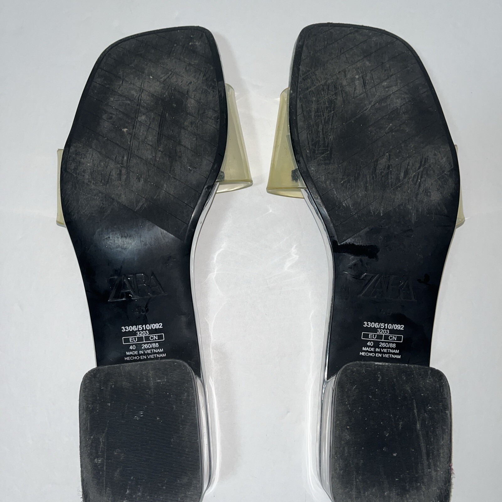 Zara Wide Heeled Clear Vinyl Acrylic Heels Sandals Si… - Gem