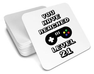 21st birthday coaster/gaming gift/gamer/gift for him/men/her/women ...