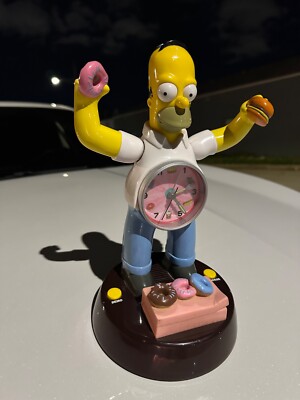 Homer Simpson Animated Alarm Clock NIB The Simpsons At Home | eBay