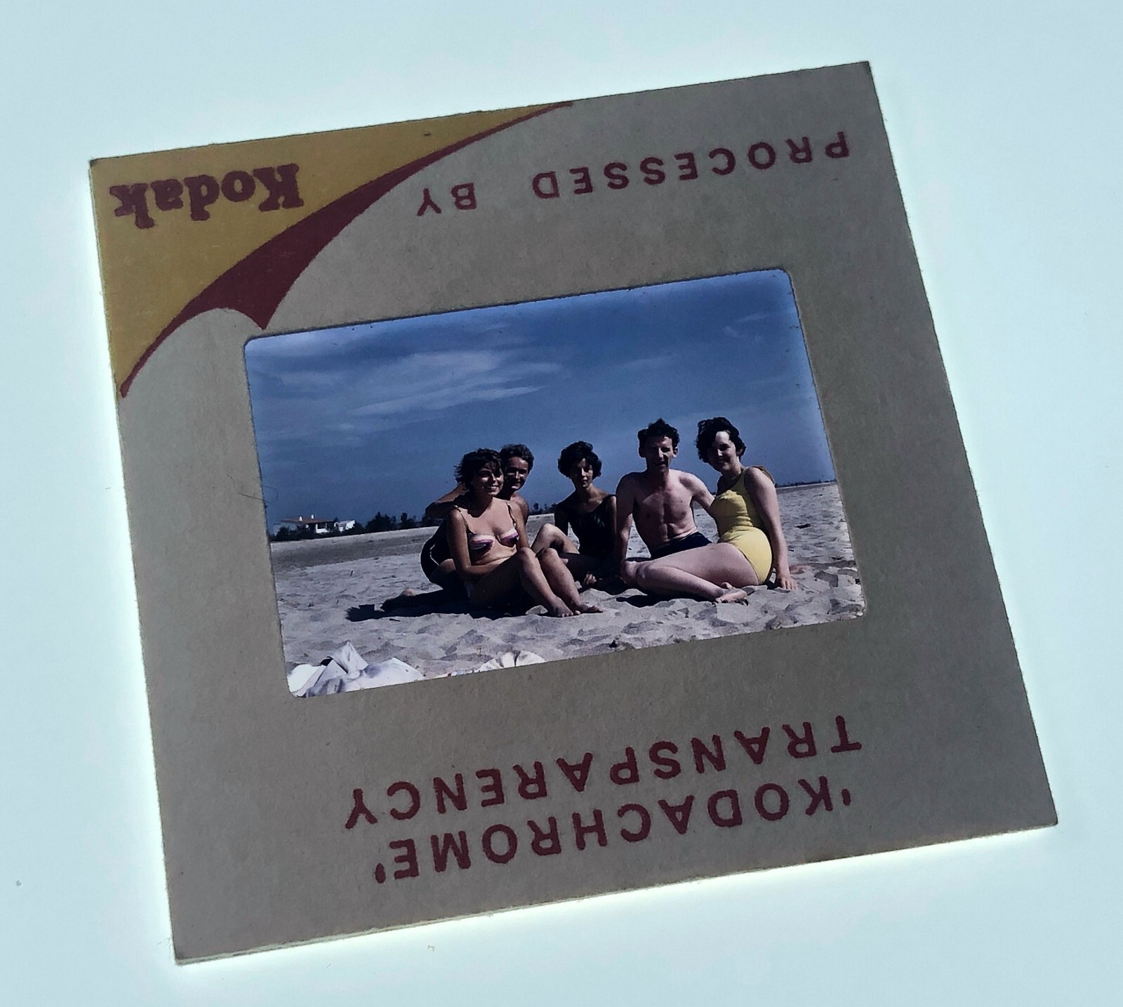 Kodachrome Color Transparency Slide Family on the Beach Swimsuits ...