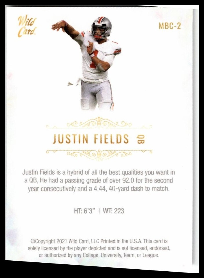 2021 Wild Card Matte #MBC-2 Justin Fields Retail White | eBay