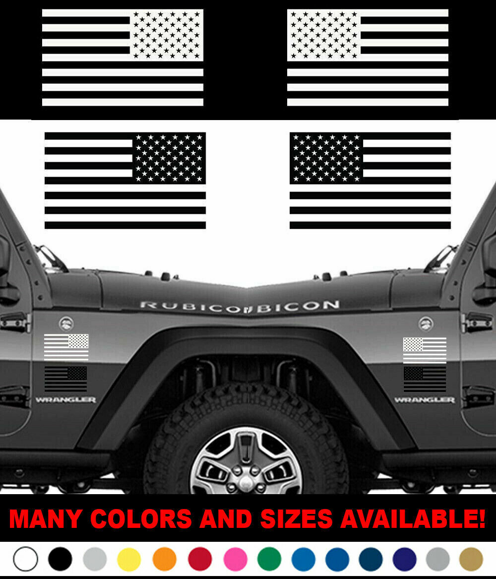 American Flag Decals Set of 2 MIRRORED Vinyl Sticker LEFT RIGHT Fender ...