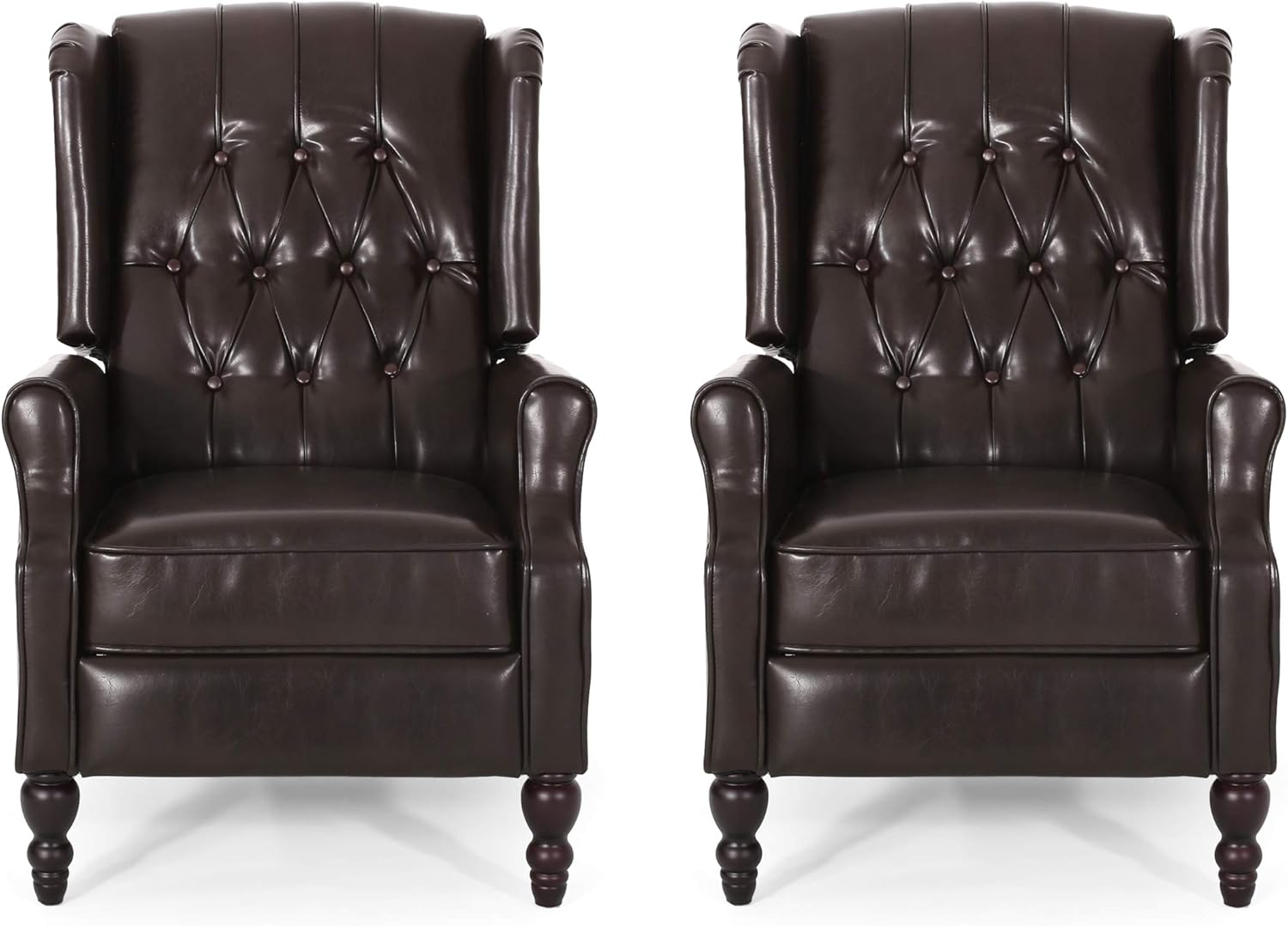 Luxurious Earlean Leather Recliner Set of 2 - Brown & Dark Brown | eBay