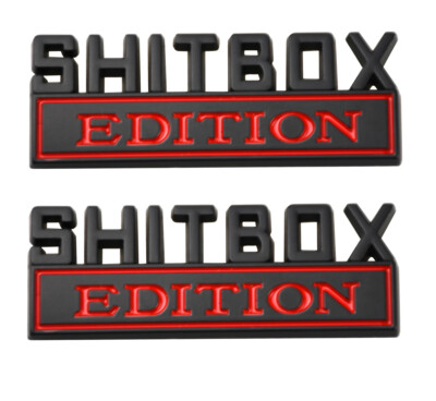 2pcs SHITBOX EDITION Emblems Sticker Car Decal for Truck Badge Black ...