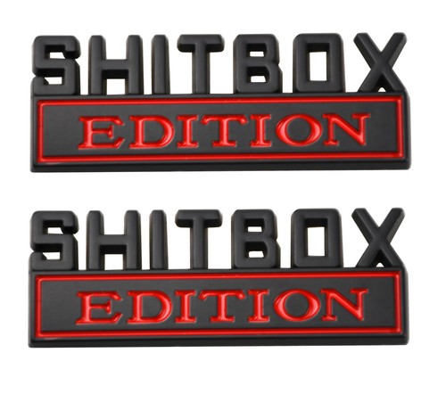2pcs SHITBOX EDITION Emblems Sticker Car Decal for Truck Badge Black ...