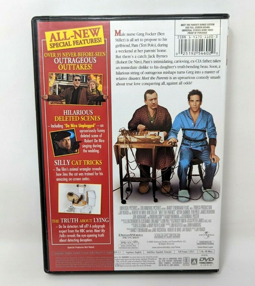 Meet the Parents (DVD, 2004, Bonus Edition, Full Screen) Robert De Niro ...