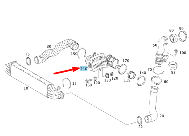 MERCEDES C Class W204 Air Intake Inlet Hose Pipe A2710902137 for sale ...