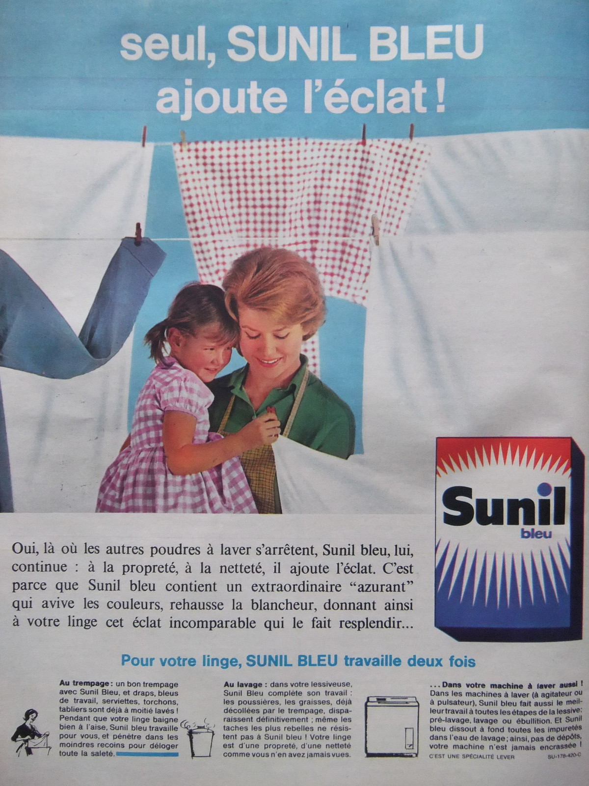 PUBLICITÉ LESSIVE SEUL SUNIL BLEU AJOUTE L'ÉCLAT POUR VOTRE LINGE | eBay