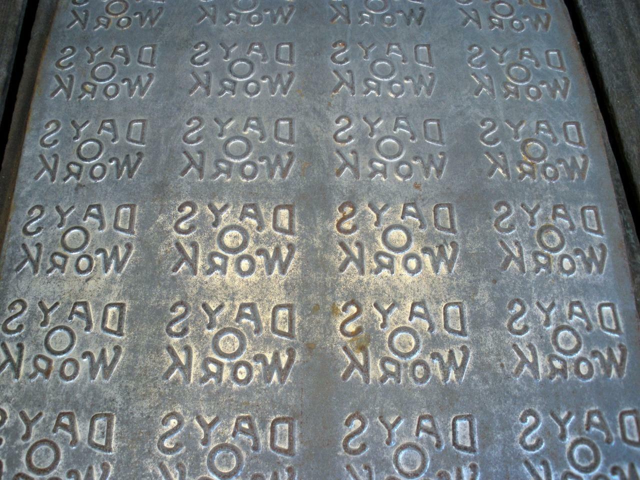 Vintage DAYS O WORK Chewing Tobacco Metal Embossed Stamp Mold Tin Sheet ...