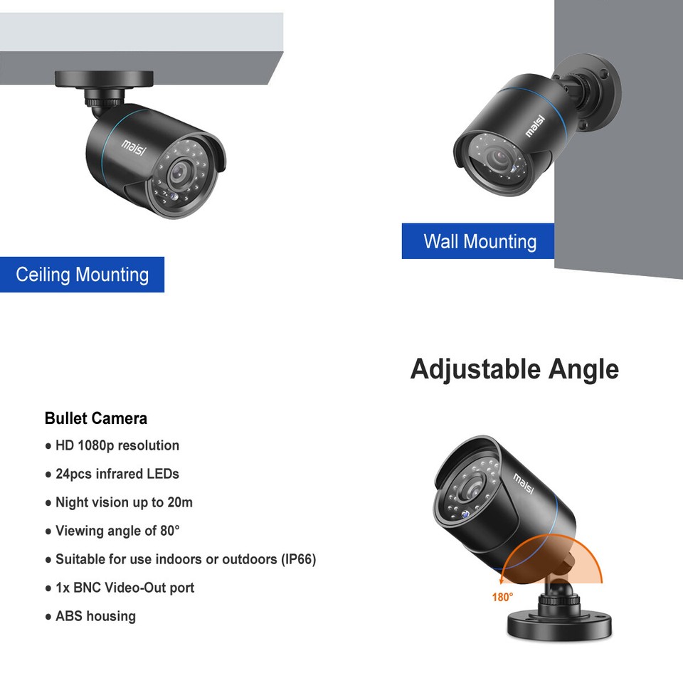 CCTV Bullet Camera 5MP HD Night Vision IR for Home Outdoor Security ...
