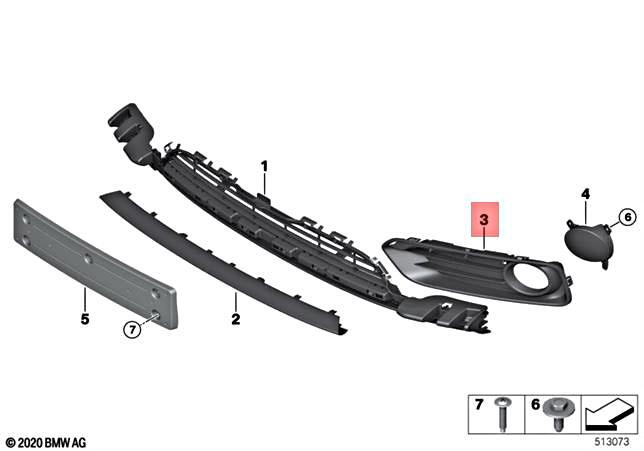 Genuine BMW Front Bumper Closed Fog Light Grille Left Sport OEM ...