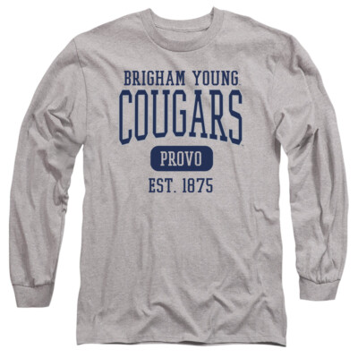 BYU Adult Long Sleeve T-Shirt Est. Date, Athletic Heather, S-3XL | eBay