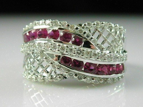 3Ct Round Cut Lab-Created Pink Ruby Womens Engagement Ring 14k White ...