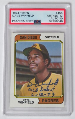 Dave Winfield HOF Signed Autograph 1974 Topps RC Rookie Card # 456 PSA ...