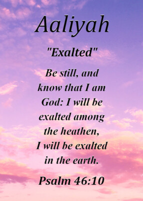 Aaliyah "Exalted" Keepsake Name Meaning Card with Bible Verse | eBay