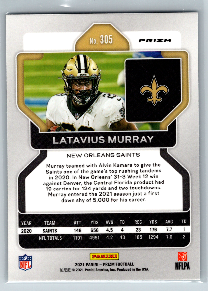 2021 Panini Prizm #305 Latavius Murray Silver | eBay