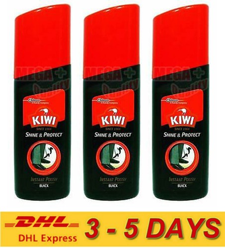 3 x 75ml. BLACK KIWI Liquid Wax Shoe Boot Leather Instant Polish Shine ...