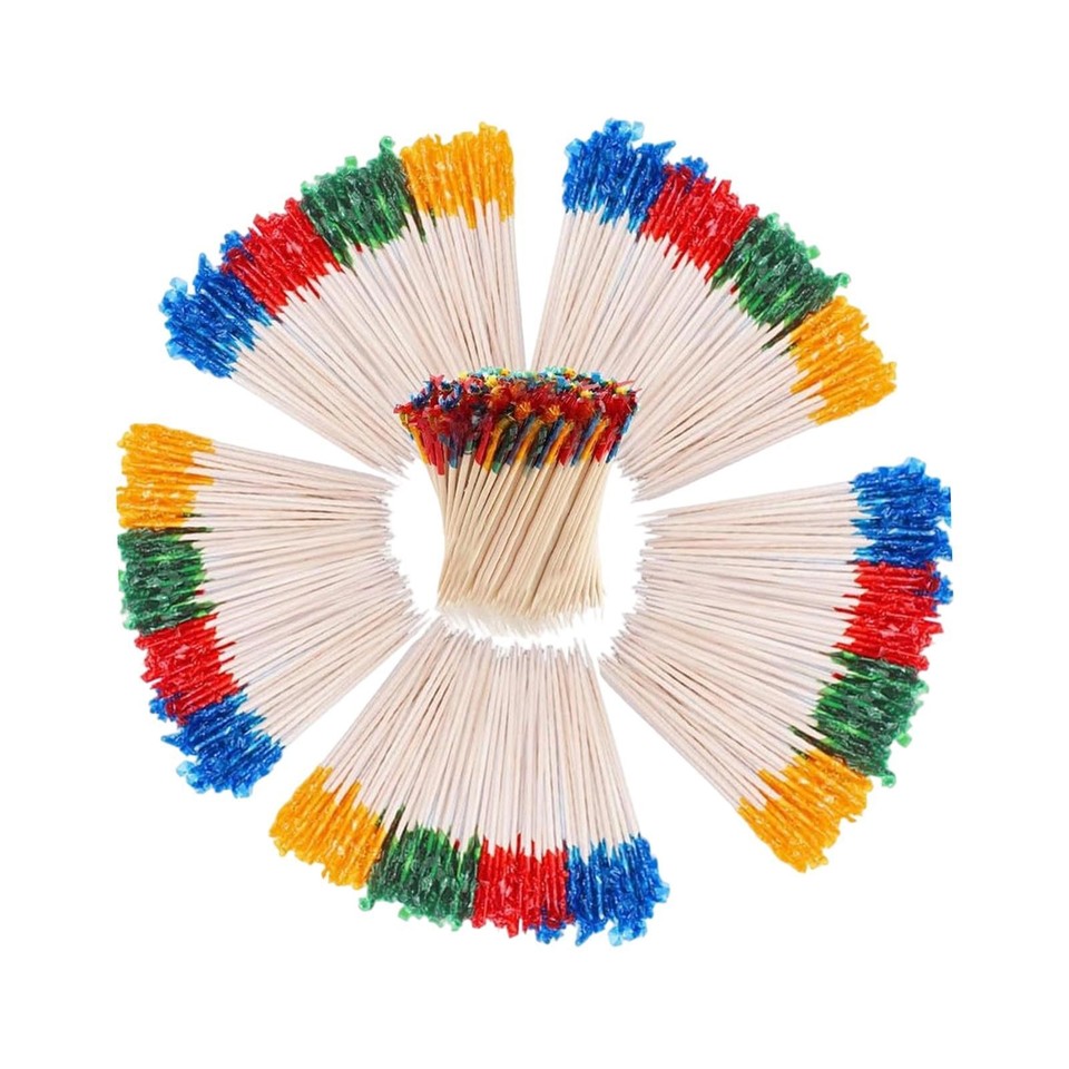 400 Pieces Cocktail Picks Skewers Fancy Wood Colorful Toothpick for ...
