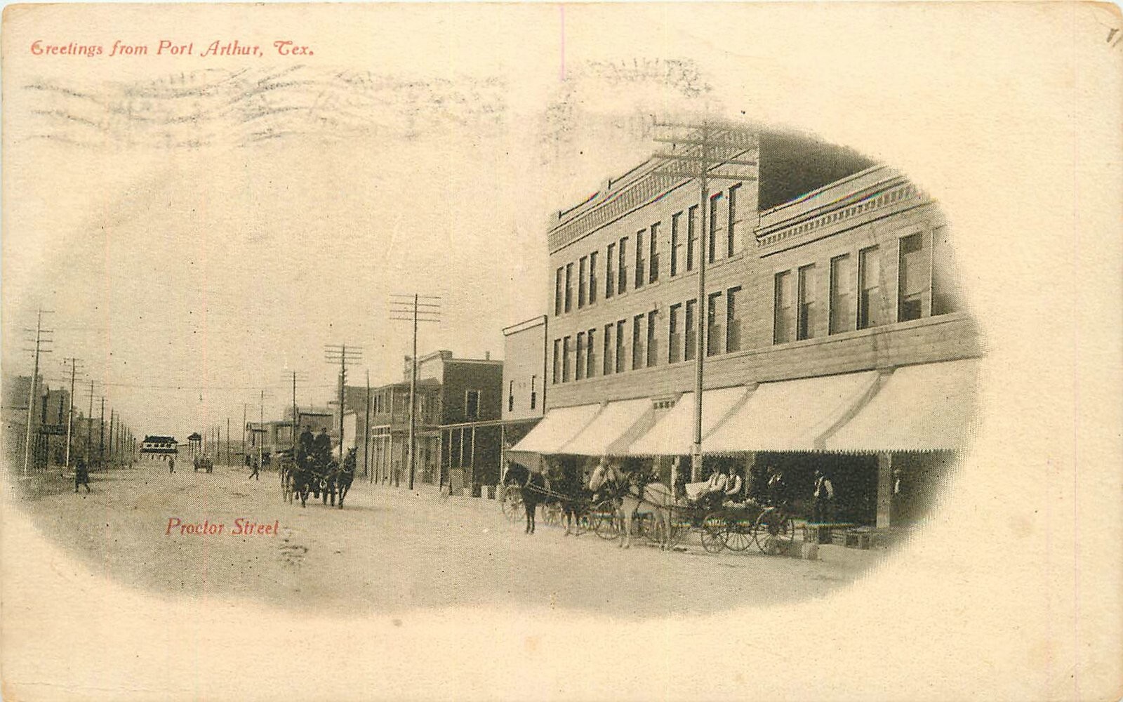 Postcard Texas Port Arthur Proctor Street frame like Tom Jones 23-8952 ...