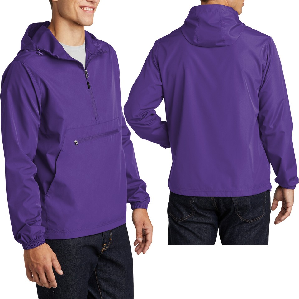 Mens Weather Fighting Packable Hooded Anorak Wind Jacket Pullover XS ...