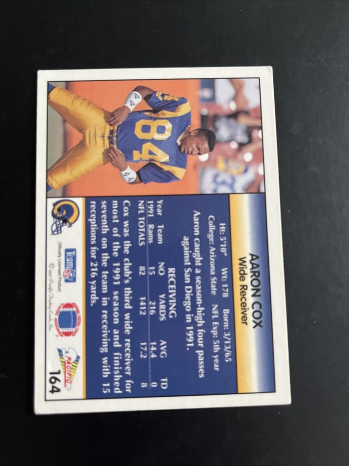 1992 Pacific Aaron Cox Los Angeles Rams #164 C4 | eBay