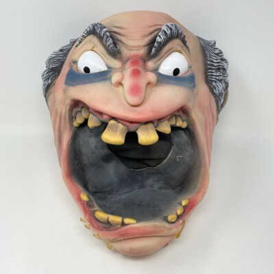 VTG Big Scary Bald Angry Old Man Halloween Mask Easter Unlimited Scream ...