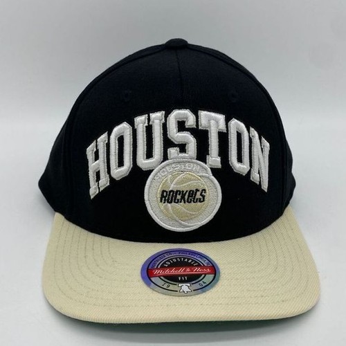 Houston Rockets Hats Mens OSFA Black Hardwood Snapback Cap Mitchell ...