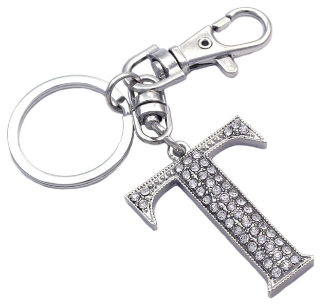 English Alphabet Letter Initial T Purse Charm Key Chain Birthday Gift ...