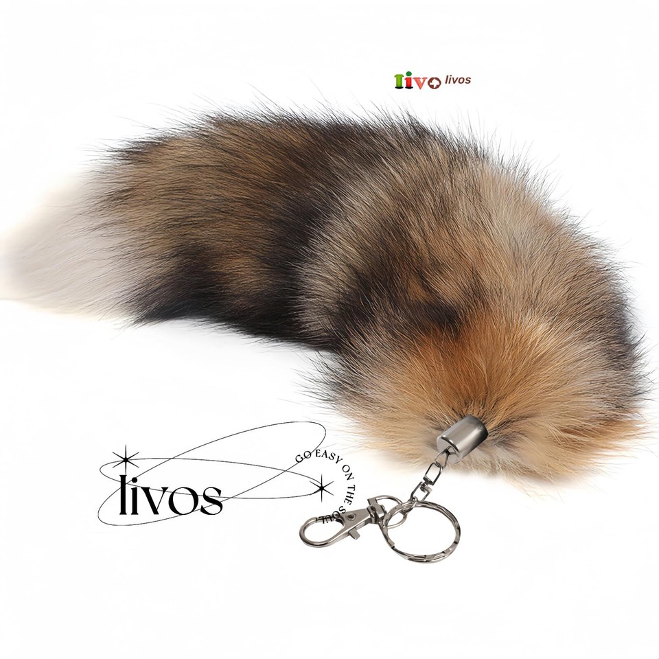 Fluffy Therian fox Tail Keychain - Soft Fur Realistic Colors Durable ...