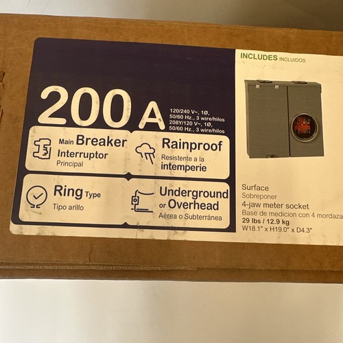 Square D CQRA200 Main Breaker Meter Socket for sale online | eBay