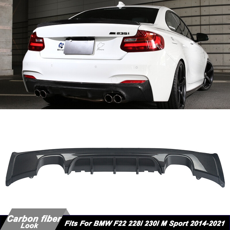For BMW F22 228i 230i M Sport 2014-21 Rear Bumper Diffuser Lip ABS Quad ...