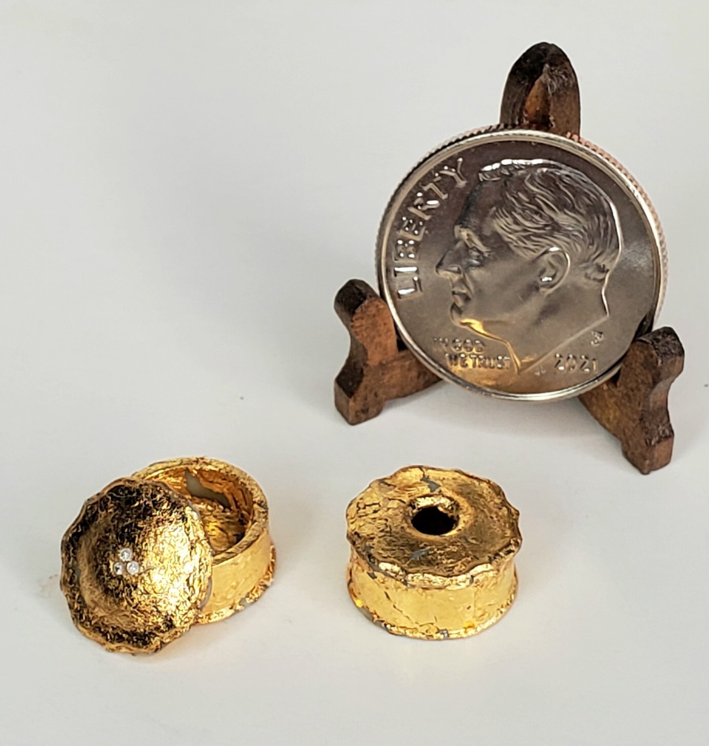 Artisan REAL DIAMOND Trinket Box Set 1:12 Dollhouse Miniature Vanity ...