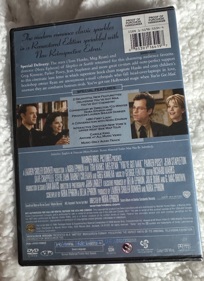 YOU’VE GOT MAIL Brand New, Sealed DVD Classic Romantic Comedy Film ...