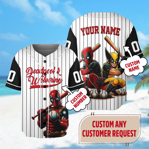Custom Deadpool amp Wolverine Baseball Jersey Superhero Baseball Team ...