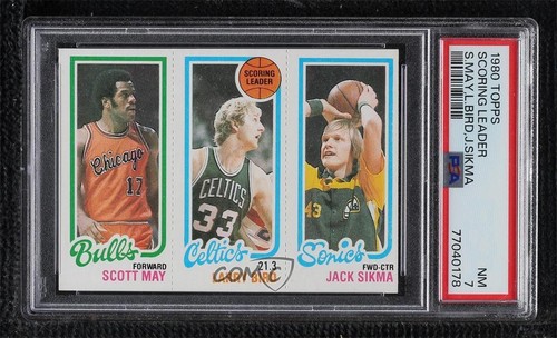1980-81 Topps Scott May Larry Bird Jack Sikma #232-30-47 PSA 7 Rookie ...