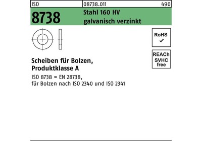 Reyher Unterlegscheibe ISO 8738 f.Bolzen 33 Stahl 160 HV galvanisch ...