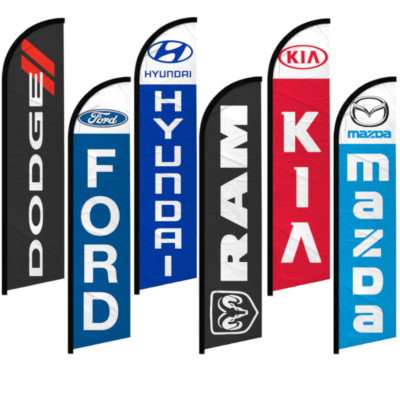 Car Makes Full Curve Windless Swooper Flag Dealership Flags | eBay