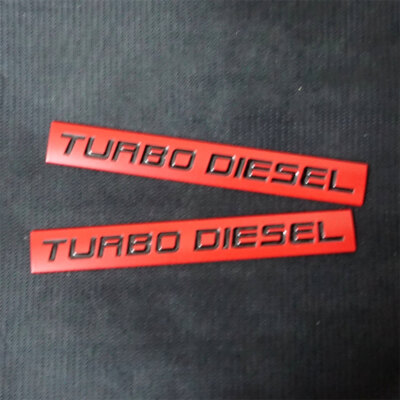 2PCS Matte TURBO DIESEL Red Metal Decal Sticker Badge Emblem 3D Engine ...