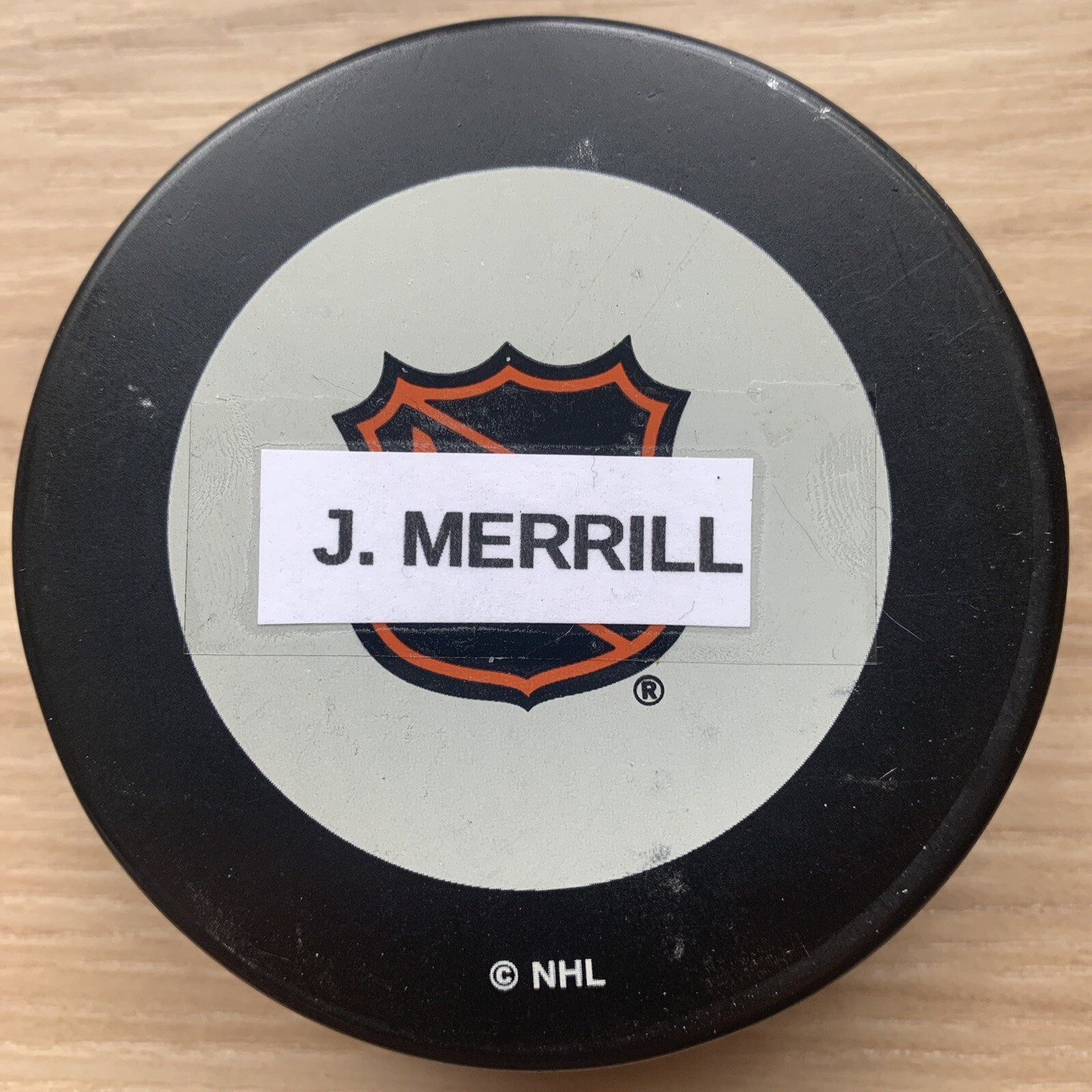 JON MERRILL #34 NEW JERSEY DEVILS AUTOGRAPHED NHL HOCKEY PUCK NJ Devils ...