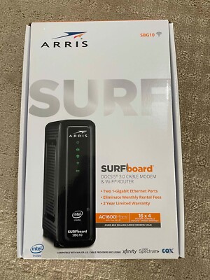 ARRIS SBG10 SURFboard AC1600 Dual-Band Cable Modem Router 612572216705 ...