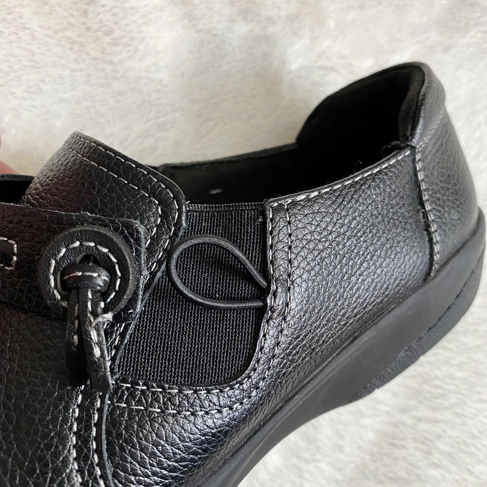 Clarks Collection Cheyn Madi Leather Slip On Shoes Black Pebbled Casual ...