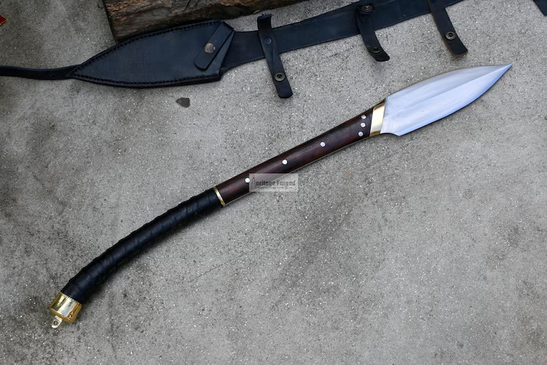 Custom Handmade Carbon Steel Blade Leaf Spear Sword - Hunting Spear ...